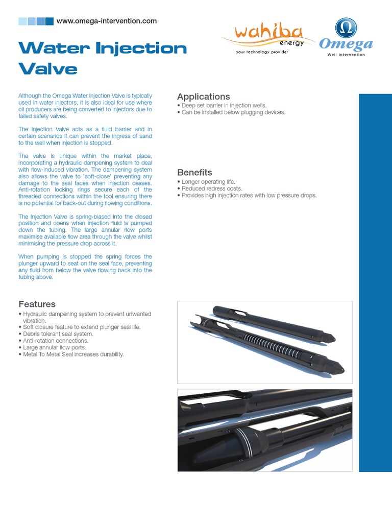 Omega Hydraulic Water Injection Valve | PDF