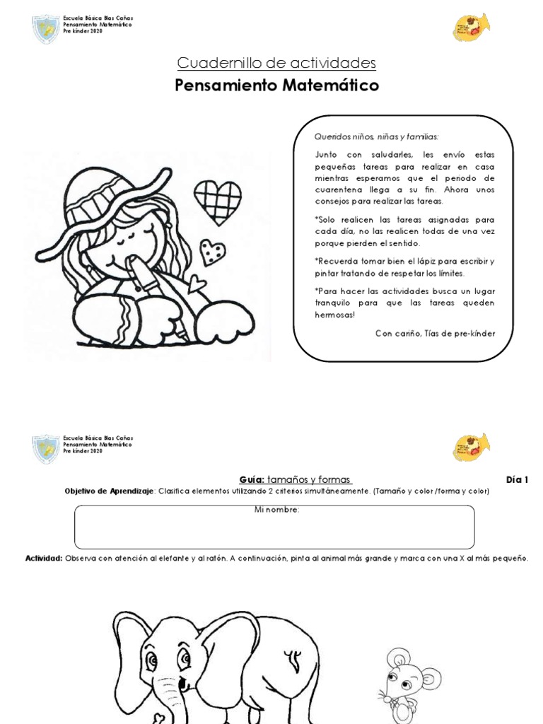 Kinder - Guia de Matematicas.2 | PDF | Lápiz | Educación de la primera ...