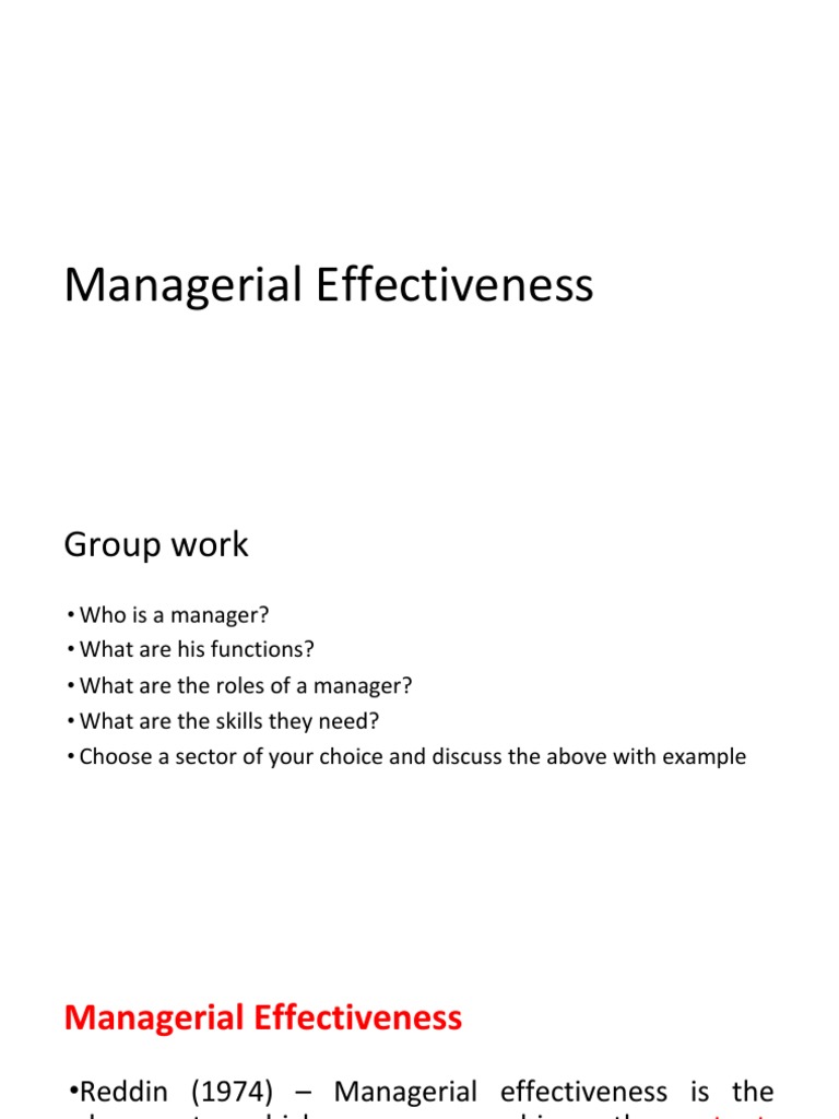 Managerial Effectiveness | PDF