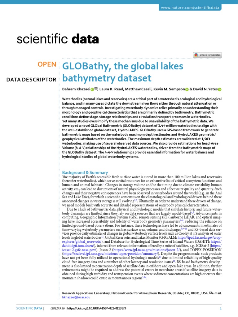 GLOBathy, The Global Lakes Bathymetry Dataset | PDF | Hydrology ...