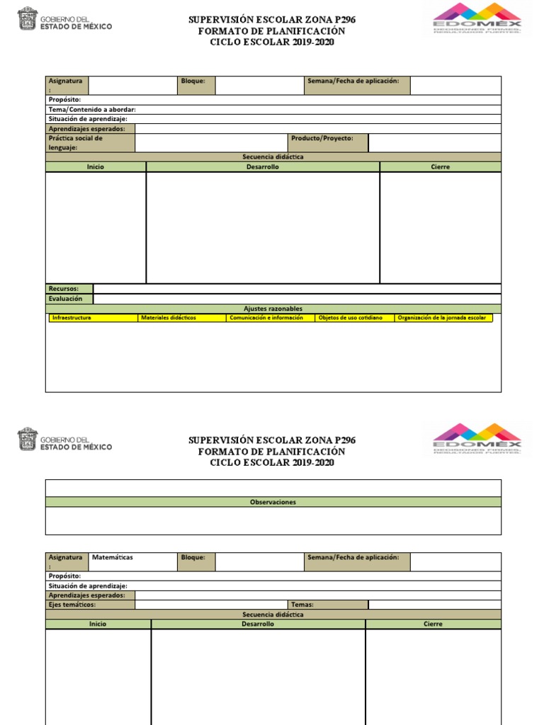 Formato de Planificación Vacío | PDF
