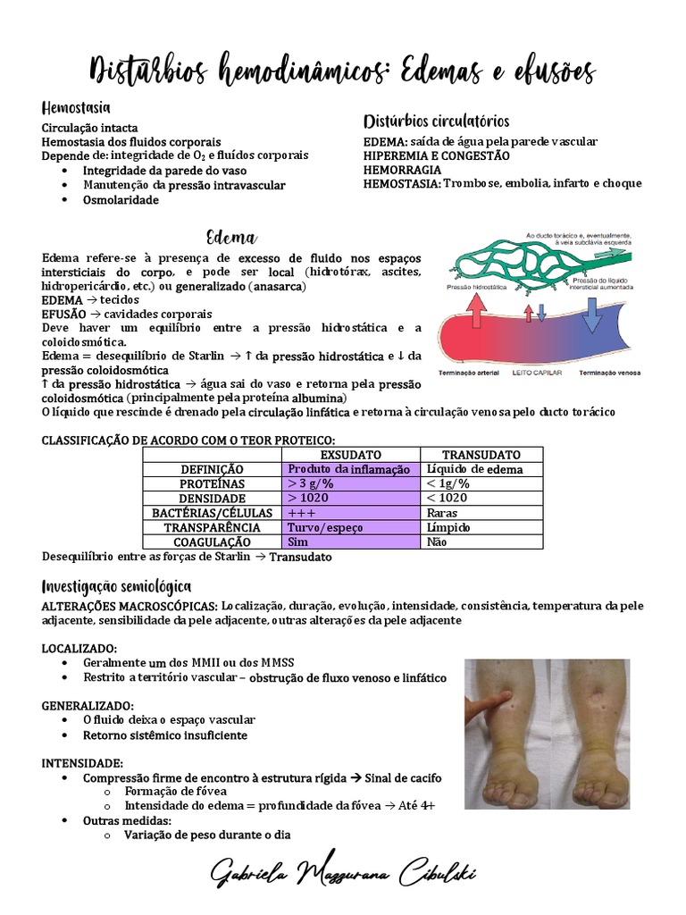 Hemostasia, tipos de edema e suas causas | PDF | Edema | Inflamação