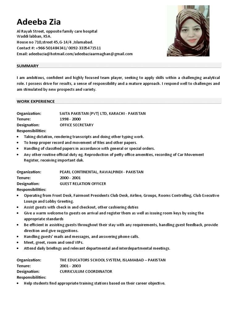 Adeeba Zia - CV | PDF | Marketing | Brand