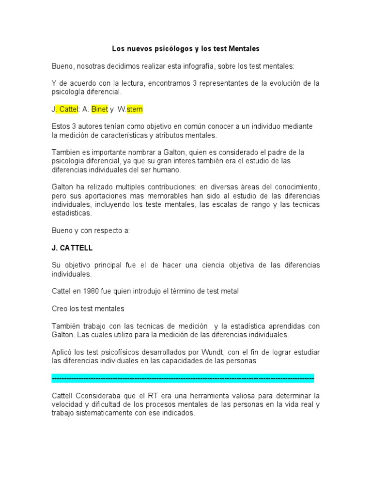 Los Nuevos Psicólogos y Los Test Mentales | PDF | Inteligencia ...