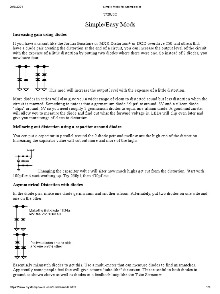Simple Mods For Stompboxes | PDF | Transistor | Diode