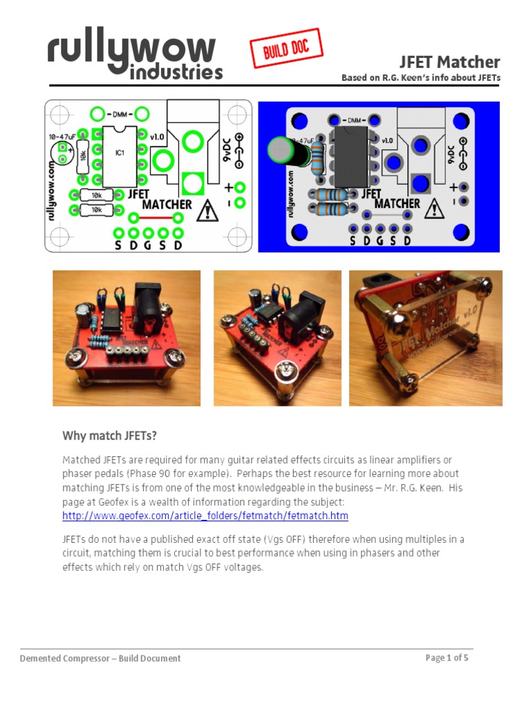 R.G. Keen's JFET Matcher: A Simple PCB for Matching JFET Transistors ...