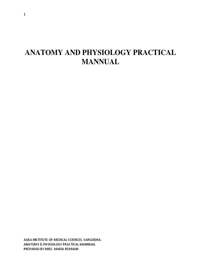 Anatomy & Physiology Practical Manual | PDF
