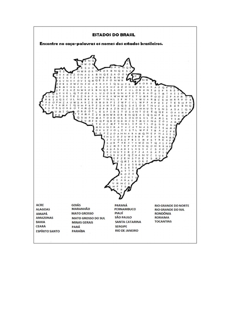 Caça Palavras Estados Do Brasil Pdf