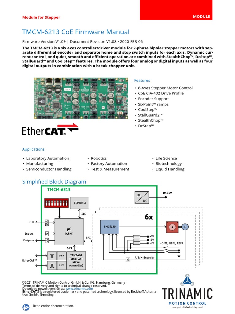 Tmcm-6213 Coe Firmware Manual: Simplified Block Diagram | PDF | Acceleration | Electric Motor