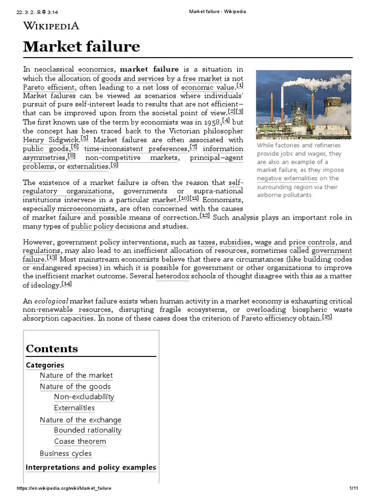 Market Failure - Wikipedia | PDF | Market Failure | Externality