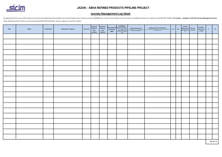 JMP Log Sheet | PDF | Service Industries | Land Vehicles
