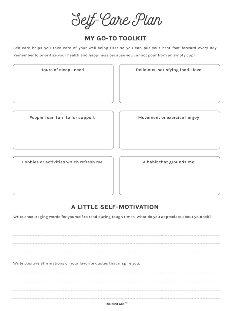 Self-Care Plan: My Go-To Toolkit | PDF