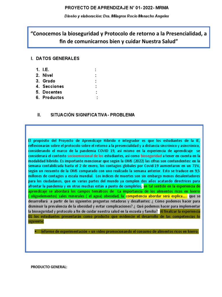 Esquema de Proyecto Interdisciplinar 2022 | PDF | Evaluación | Aprendizaje