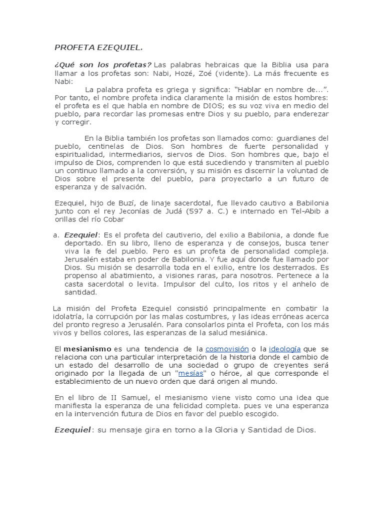 Profeta Ezequiel Pdf Ezequiel Sobrenatural