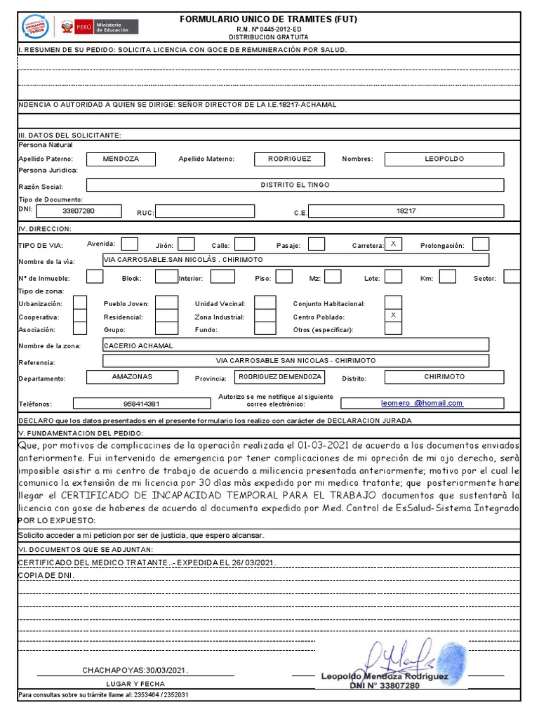 1.-Fut-Nuevo de Solicitud de Licencia | PDF
