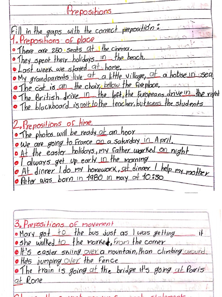 Ejercicios De Preposiciones En Ingles Pdf
