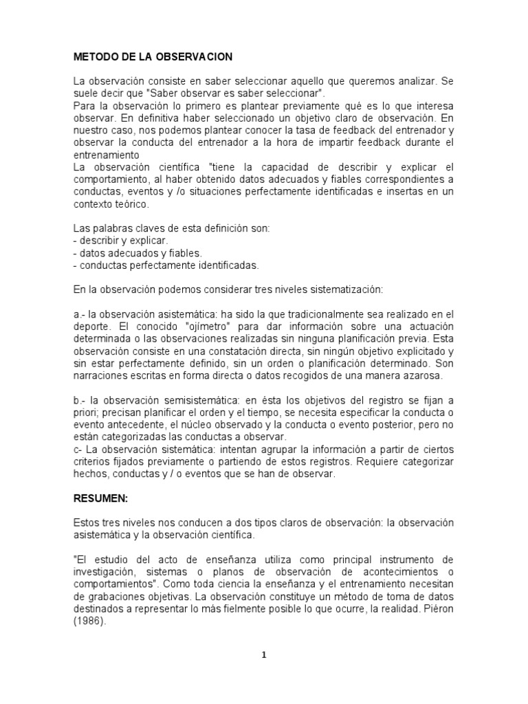 Metodo de La Observacion | PDF | Método científico | Estadísticas