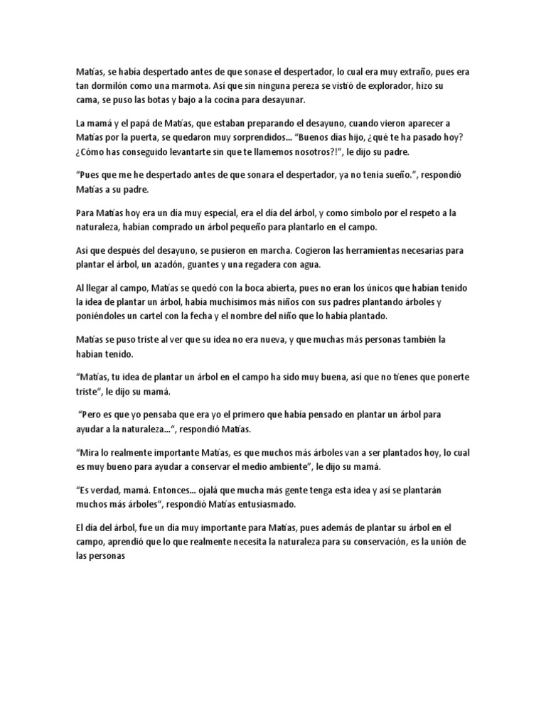 Matías y el Día del Árbol | PDF