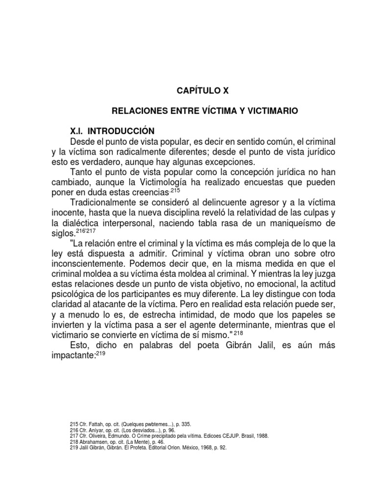 Cap. X Relación Victima Victimario | PDF | Conceptos psicologicos ...
