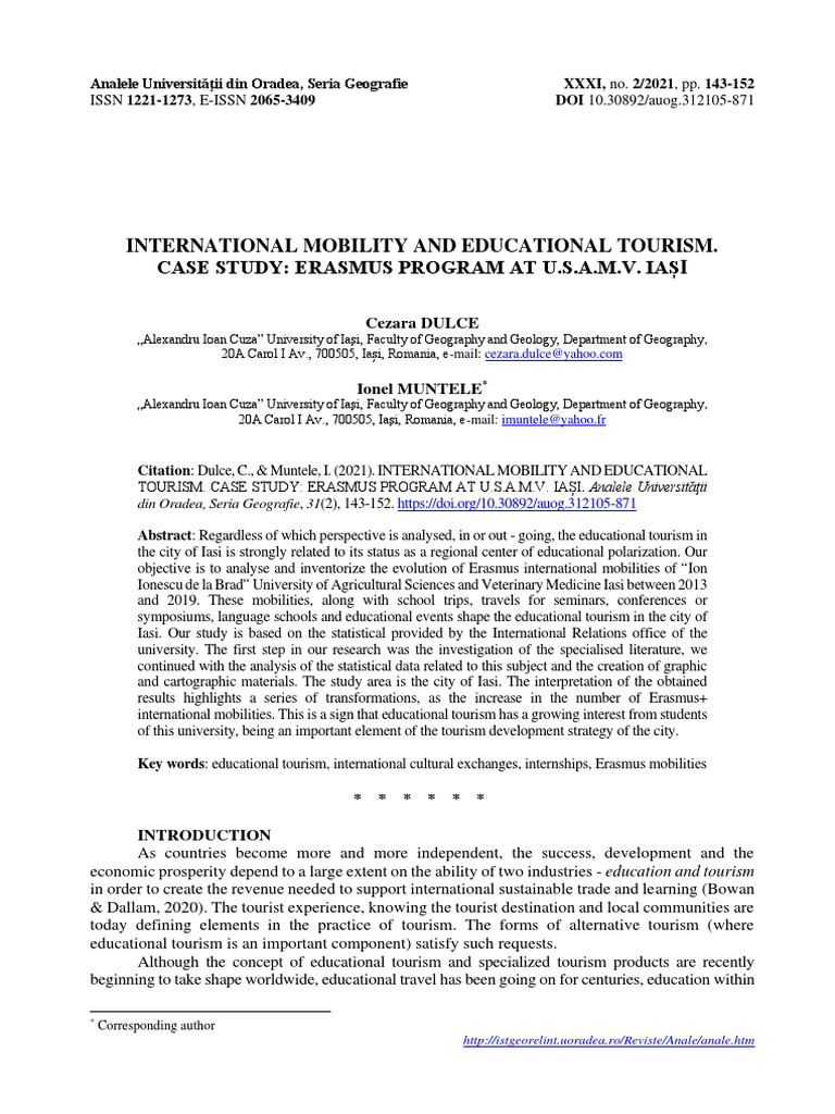International Mobility and Educational Tourism. | PDF | Tourism ...