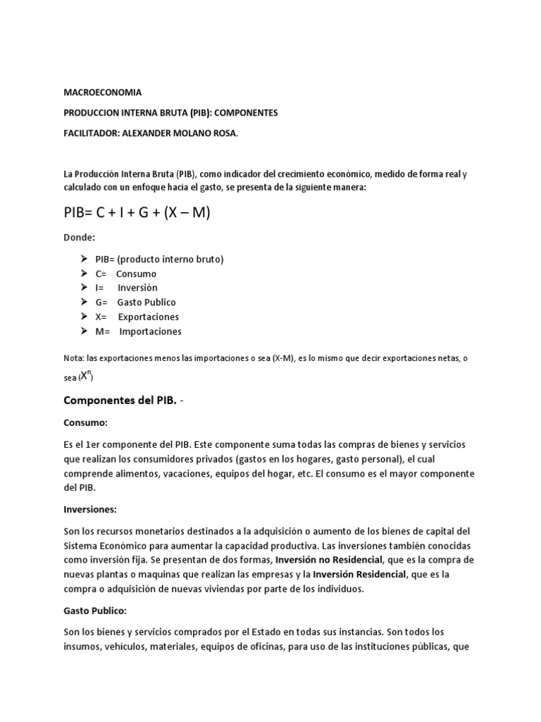 Componentes del PIB Explicados | PDF | Producto Interno Bruto ...