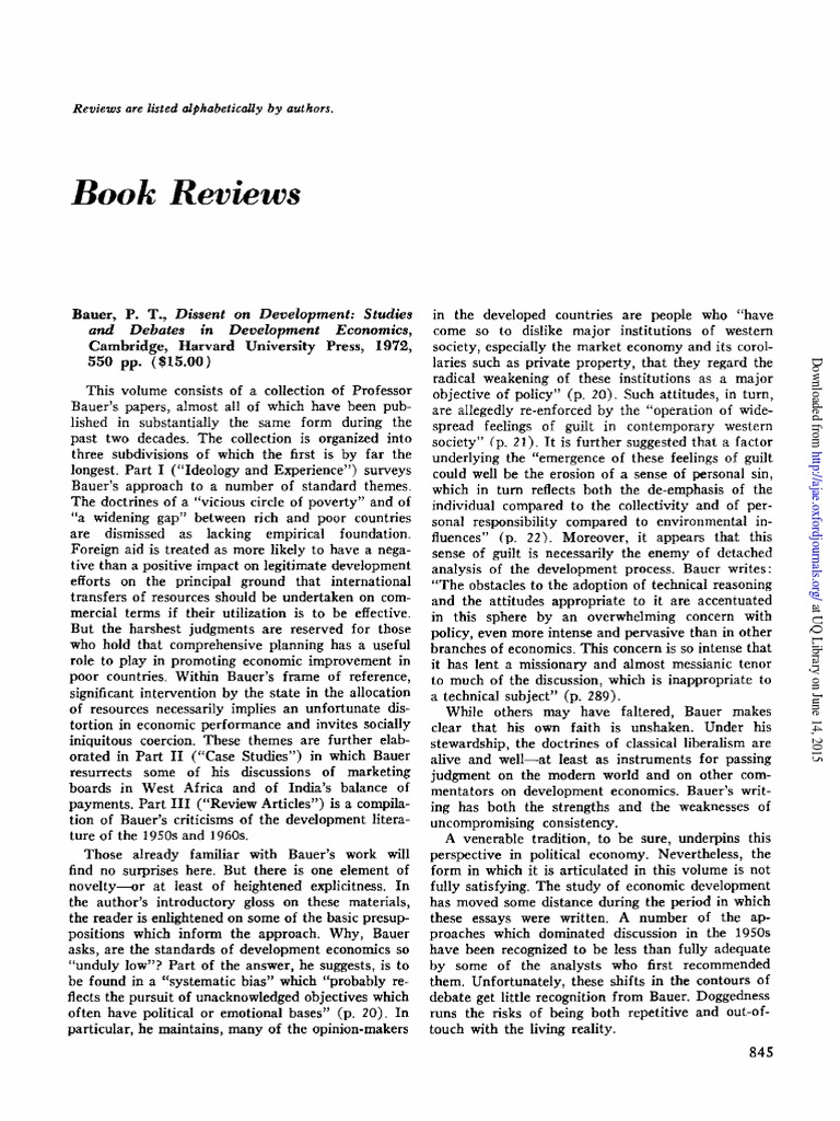 Studies and Debates in Development Economics Peter T Bauer | PDF ...