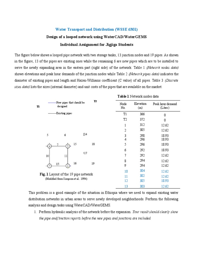 Design of A Looped Network Using Watercad/Watergems Individual ...