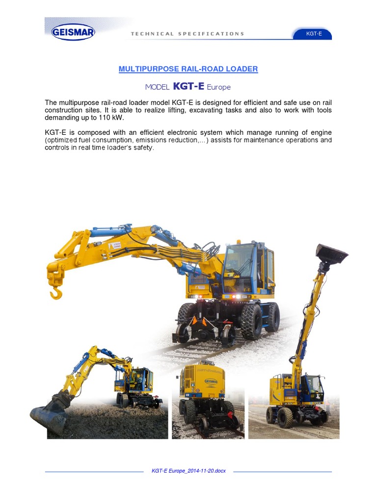 Kgt-E: Multipurpose Rail-Road Loader | Descargar gratis PDF | Transmission (Mechanics) | Truck