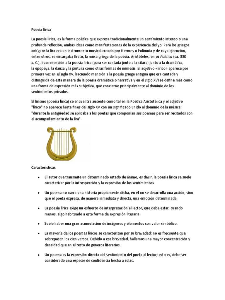 Características de la poesía lírica | PDF | Poesía lírica | Homero