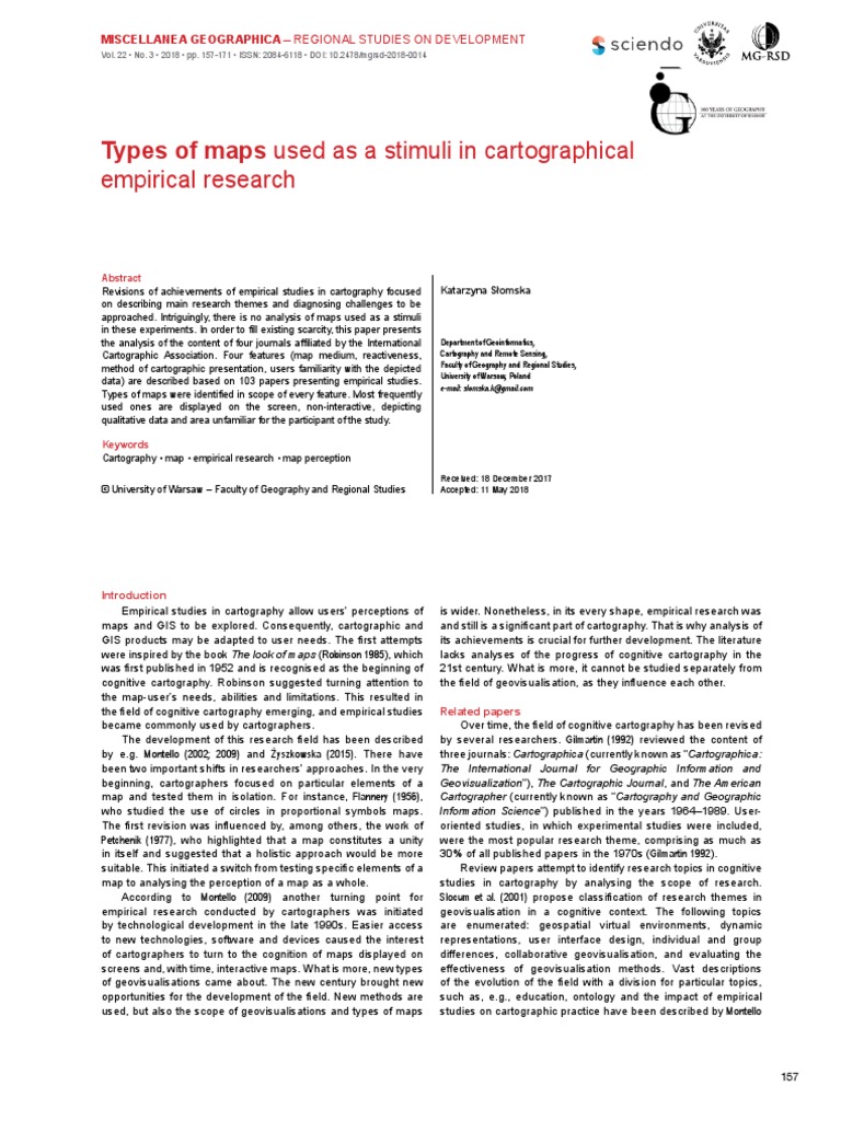 (20846118 - Miscellanea Geographica) Types of Maps Used As A Stimuli in ...