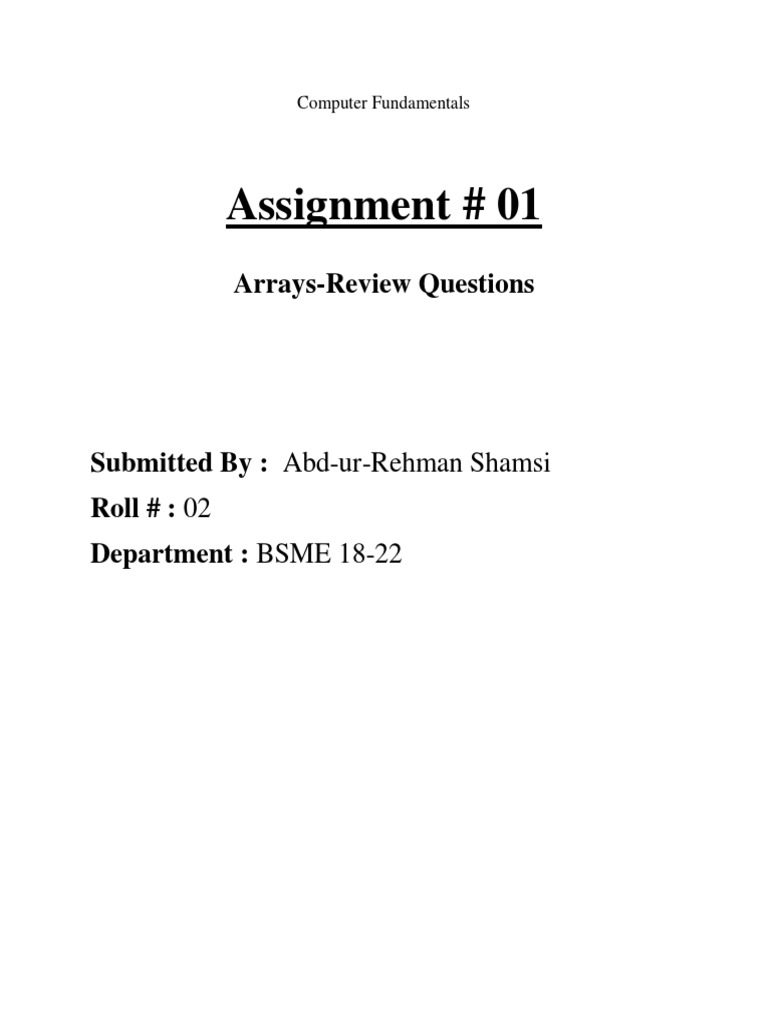 Arrays Review Questions | PDF | Array Data Type | Variable (Computer ...