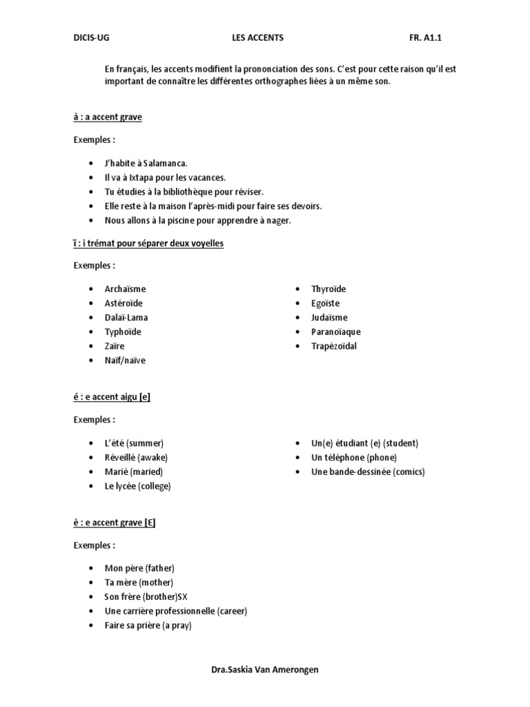 Les Accents Pdf