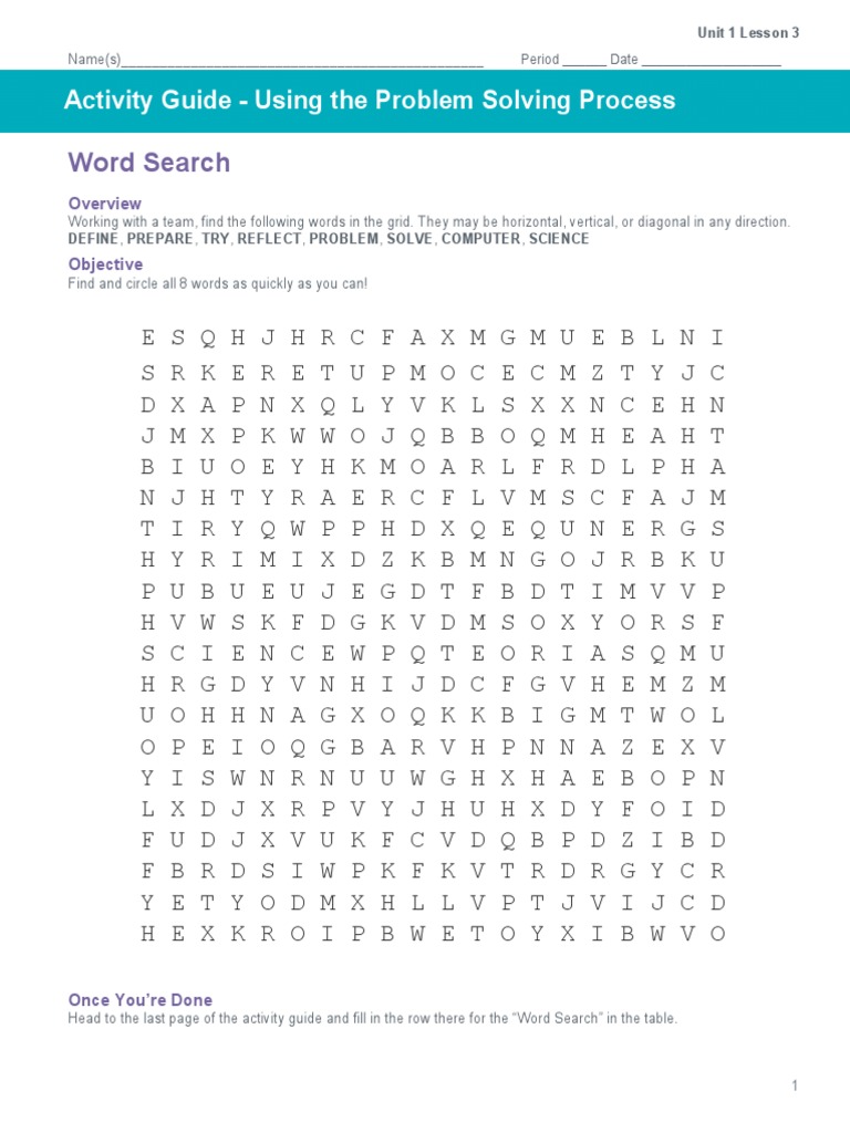 Using The Problem Solving Process 2020revised | PDF | Classroom | Word ...