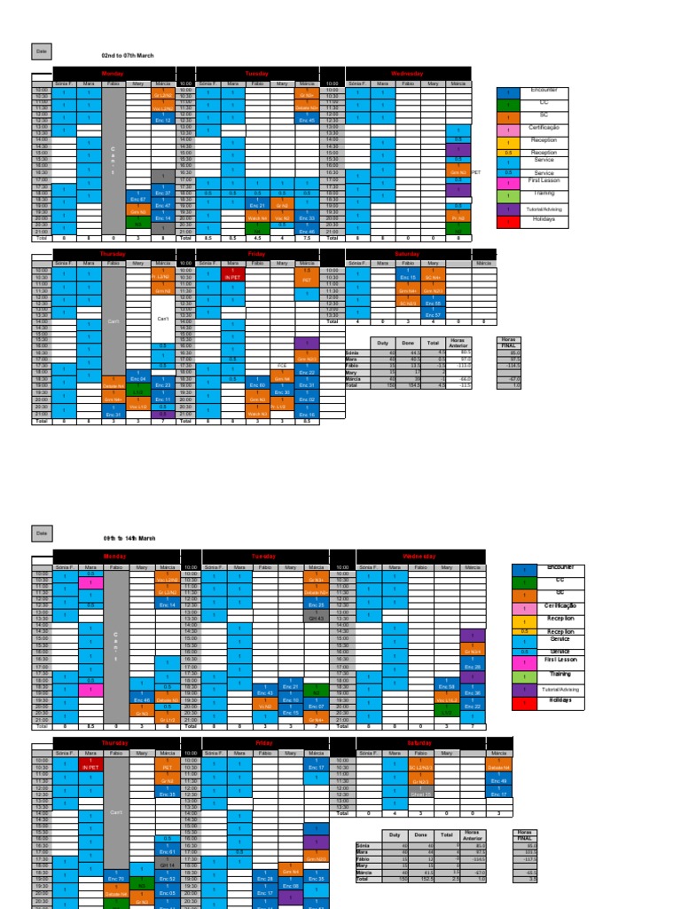 03 - March - STAFF Schedule 2020 | PDF