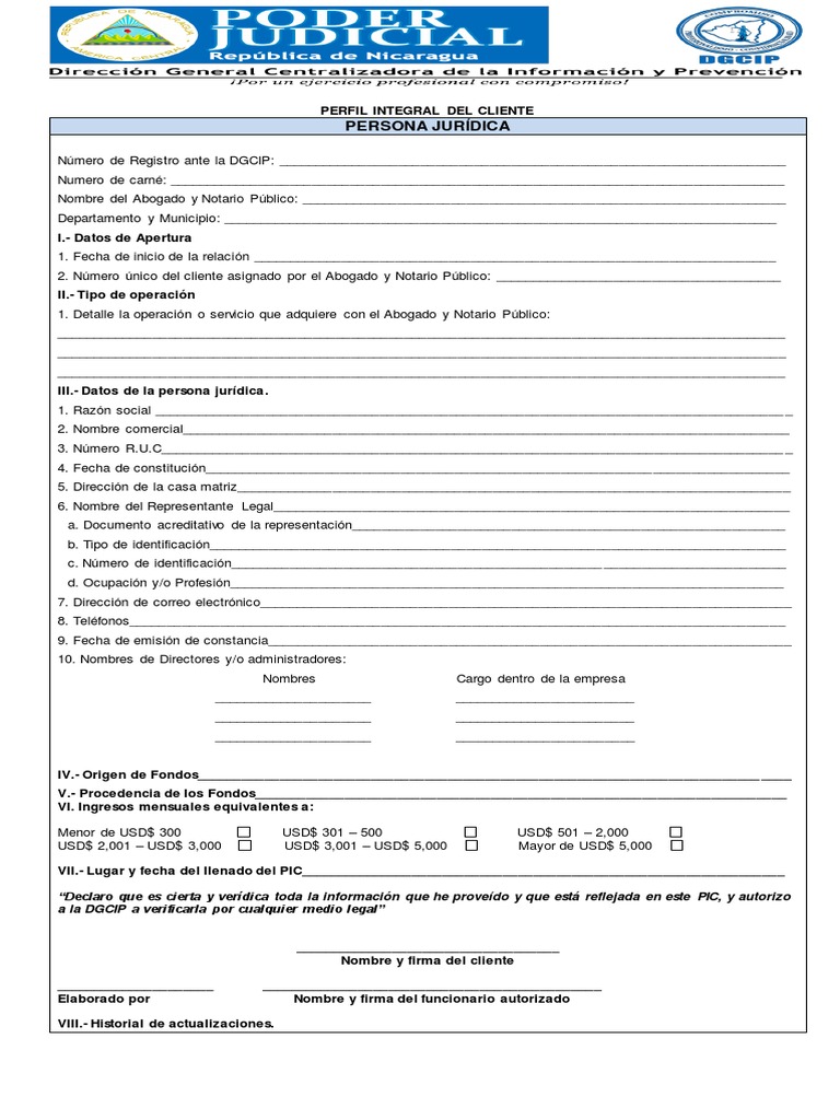 PERFIL INTEGRAL DEL CLIENTE Persona Jurídica 2021 | PDF