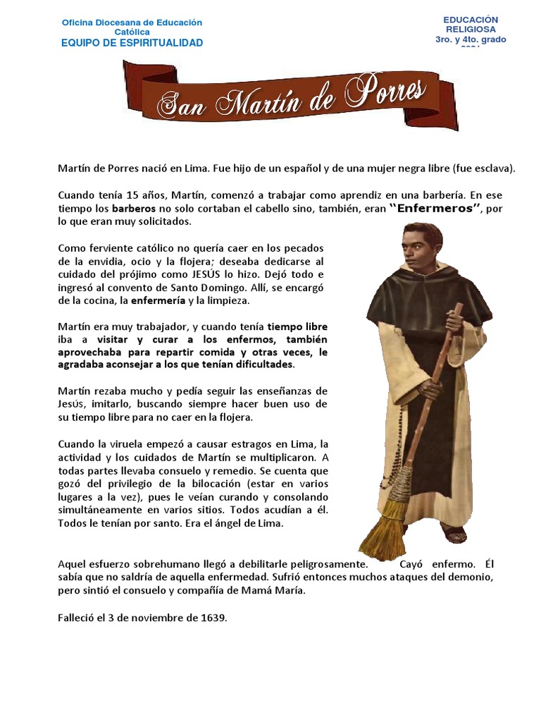 San Martín de Porres - 3ro y 4to Grado Primaria | PDF