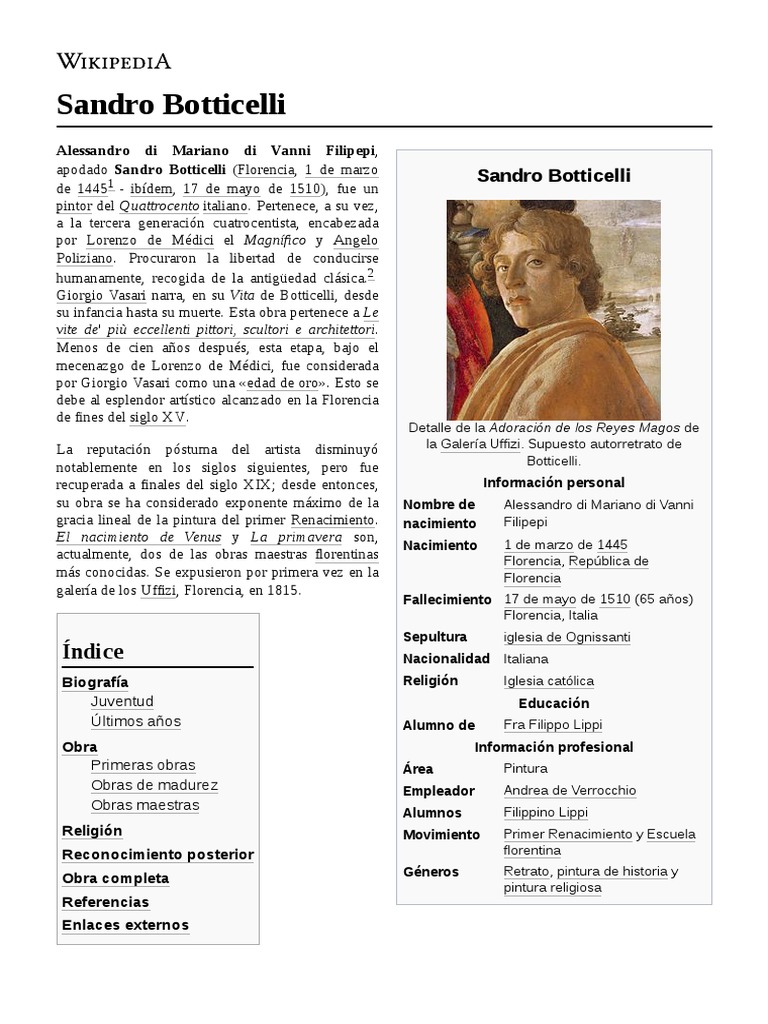 Sandro Botticelli | PDF | Pinturas