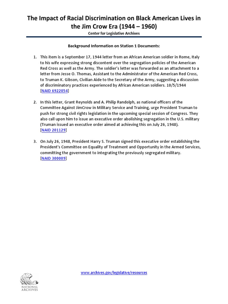 Racial Discrimination and Black Lives in the Jim Crow Era | PDF | Jim ...