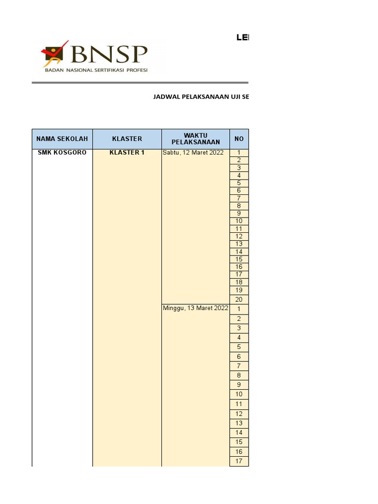 Jadwal Usk 2022 (SMK Kosgoro) - Kecantikan | PDF