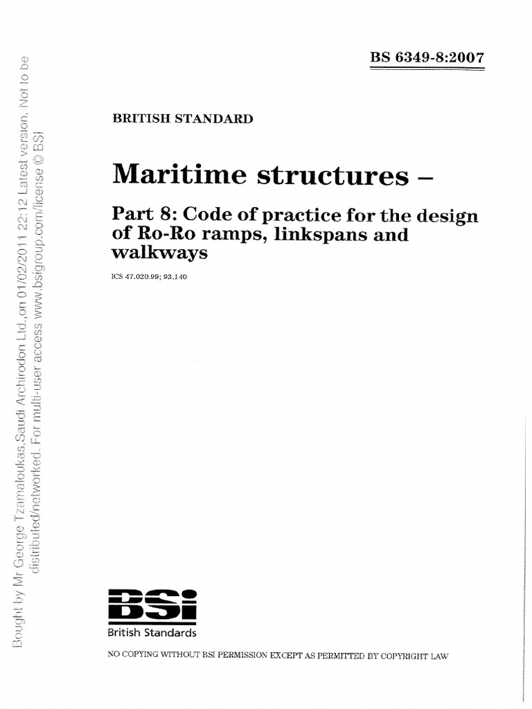 British Standard - Maritime Structure (BS 6349-8 2007) | PDF