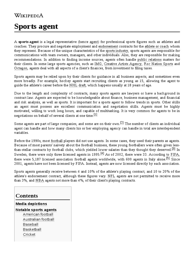 Sports Agent: Media Depictions Notable Sports Agents | PDF | Sports