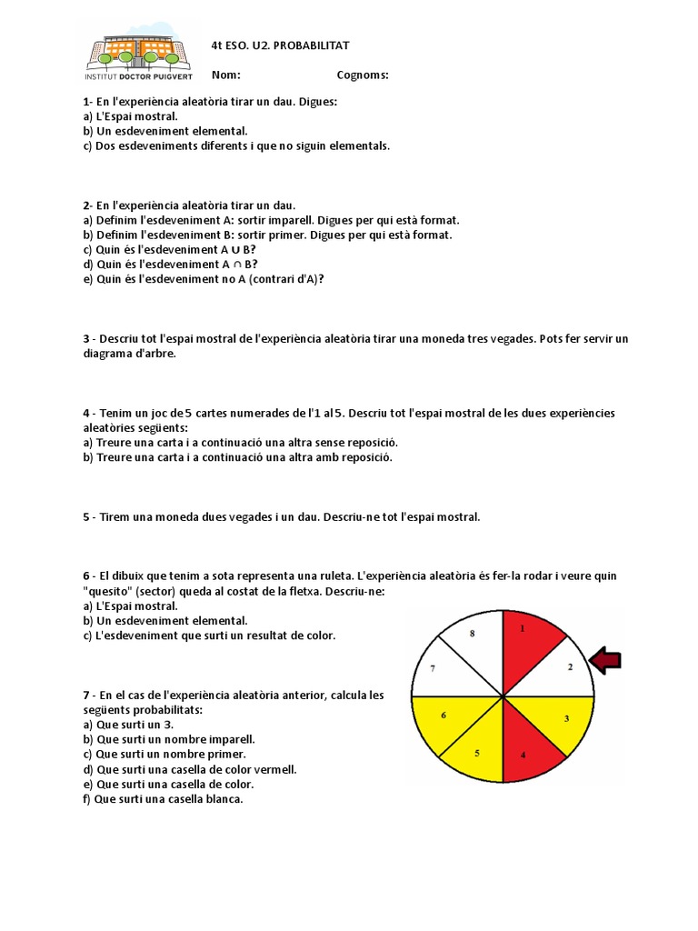4t ESO Exercicis Probabilitat | PDF
