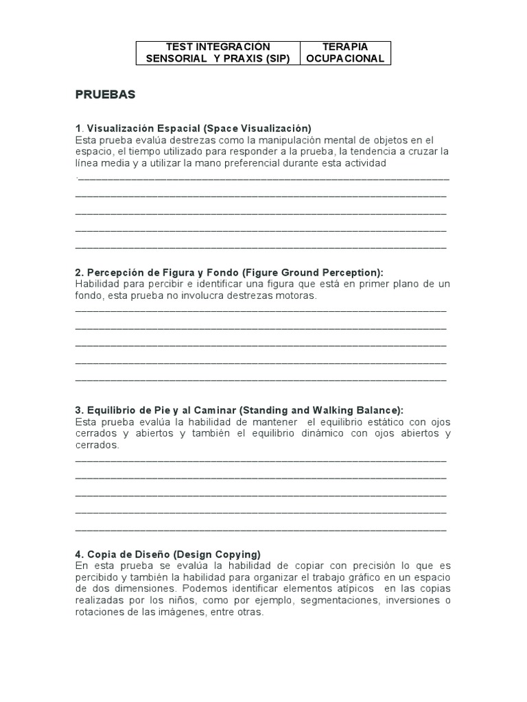 Subtests SIPT | PDF | Percepción | Sistema nervioso