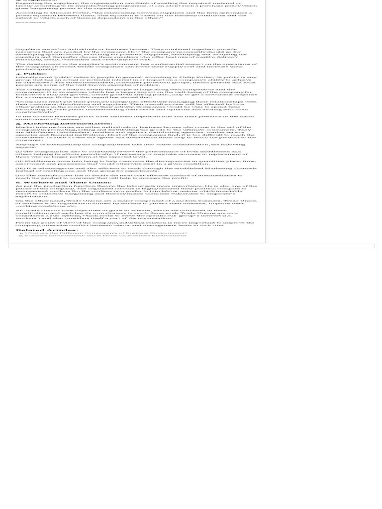 Micro Environment of Business - 6 Factors of Micro Environment of ...