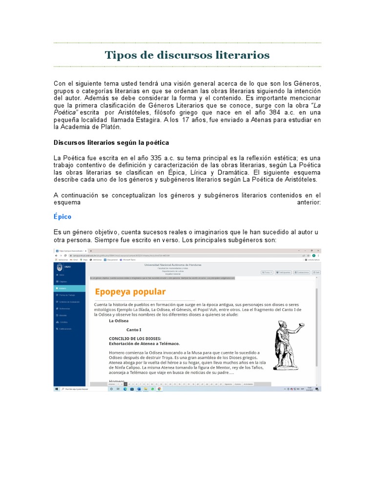 Tipos de Discursos Literarios | PDF | Narración | Poesía