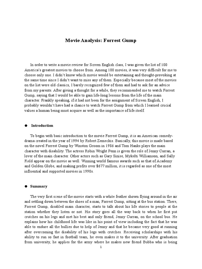 Forrest Gump: Movie Analysis & Lessons | PDF