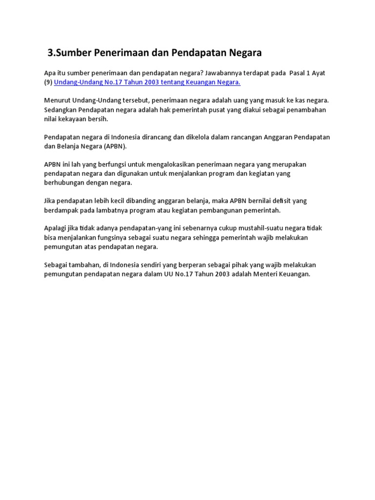 Sumber Penerimaan APBN | PDF