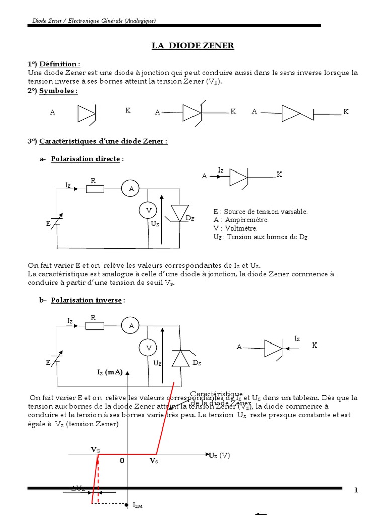 Diode Zener | PDF | Diode | Tension électrique