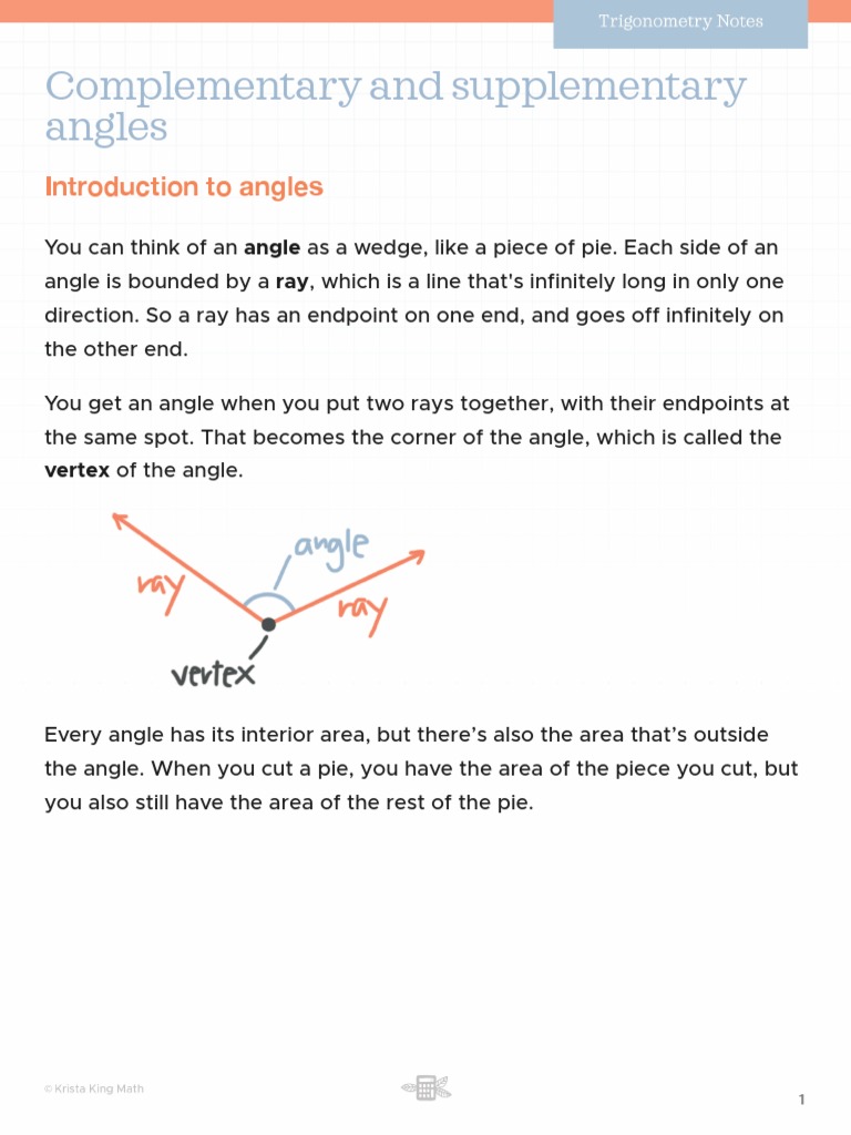 Udemy - Complementary and Supplementary Angles - Trigonomety Notes ...