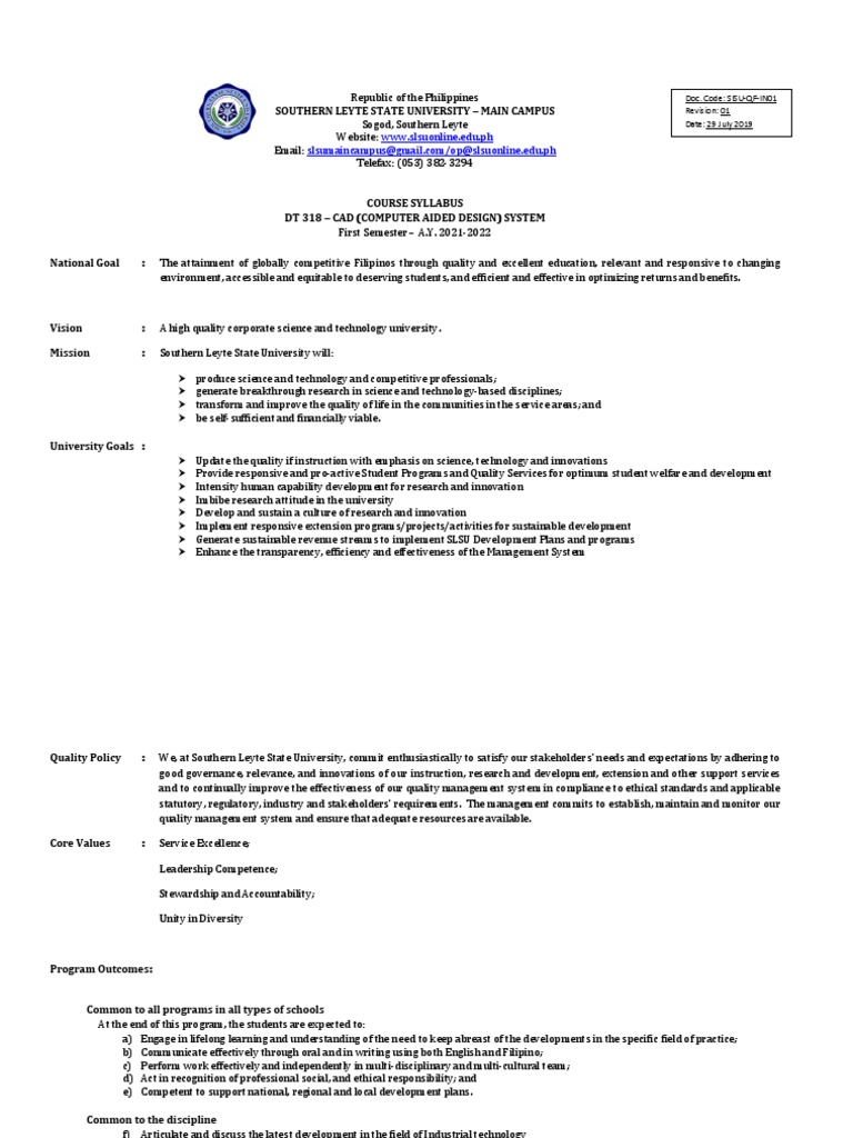 Computer-Aided Design Syllabus Outlines Core Concepts and Skills for ...
